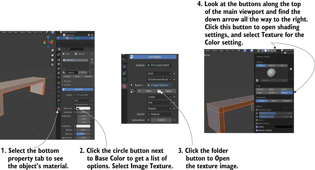 Appendix C. Modeling a bench in Blender · Unity in Action, Third Edition